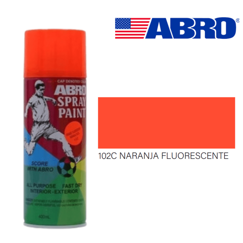 PINTURA EN SPRAY COLOR NARANJA FLUORESCENTE- ABRO 102-C - 4G GLOBAL ...