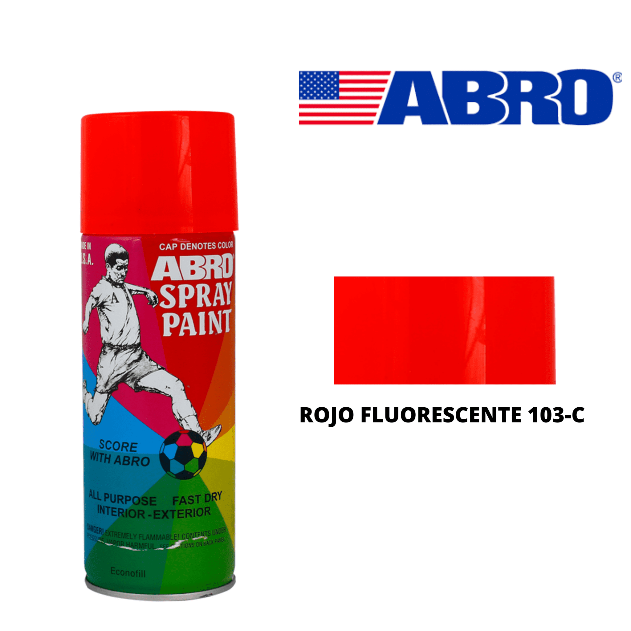 PINTURA EN SPRAY COLOR ROJO FLUORESCENTE- ABRO 103-C - 4G GLOBAL ...